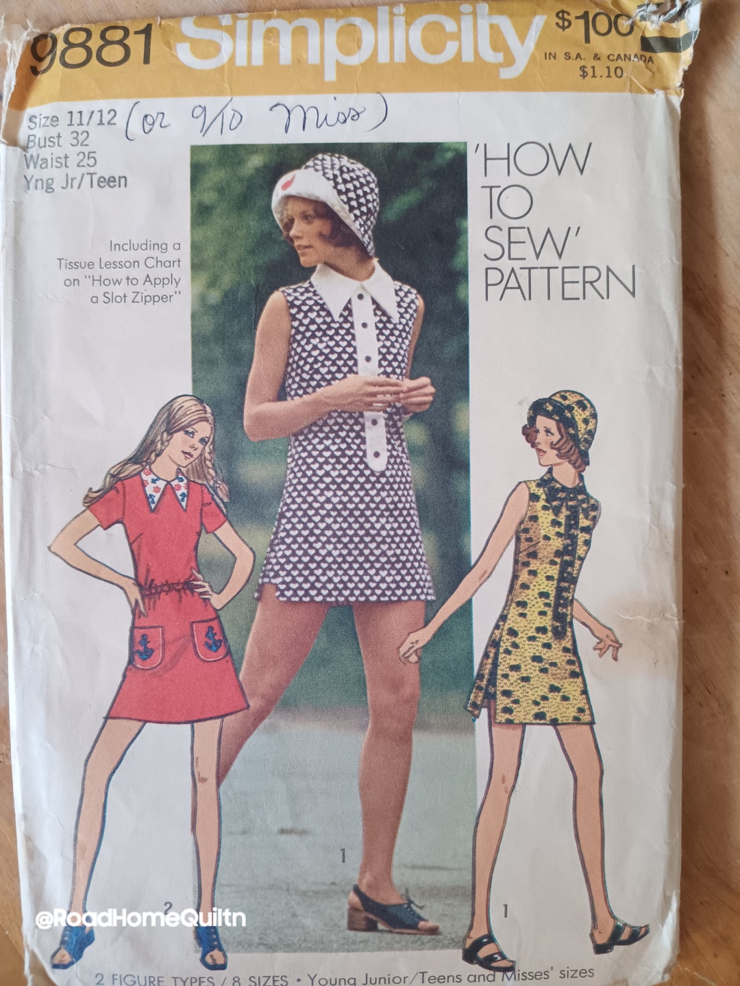 Simplicity 9881 Hat Dress Tunic and Shorts Vintage Pattern - Etsy