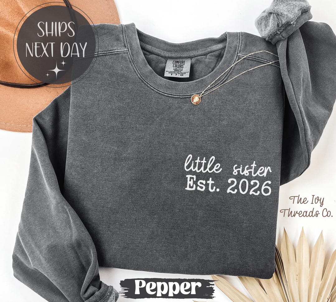 Personalized Little Sister Comfort Colors Shirt, Custom Year Tee Gift ...