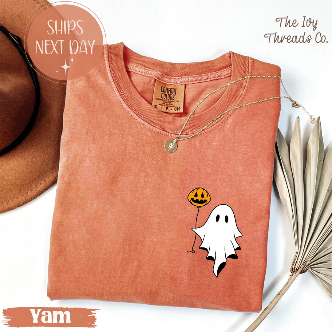 Comfort Colors Ghost Shirt, Halloween Pumpkin Balloon, Spooky Season - Etsy