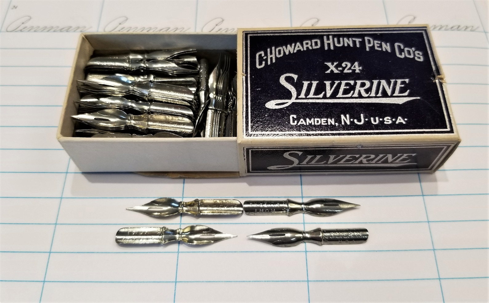 Set of 4 Hunt X-24 Silverine Nibs, Antique Nibs, C. Howard Hunt Pen ...