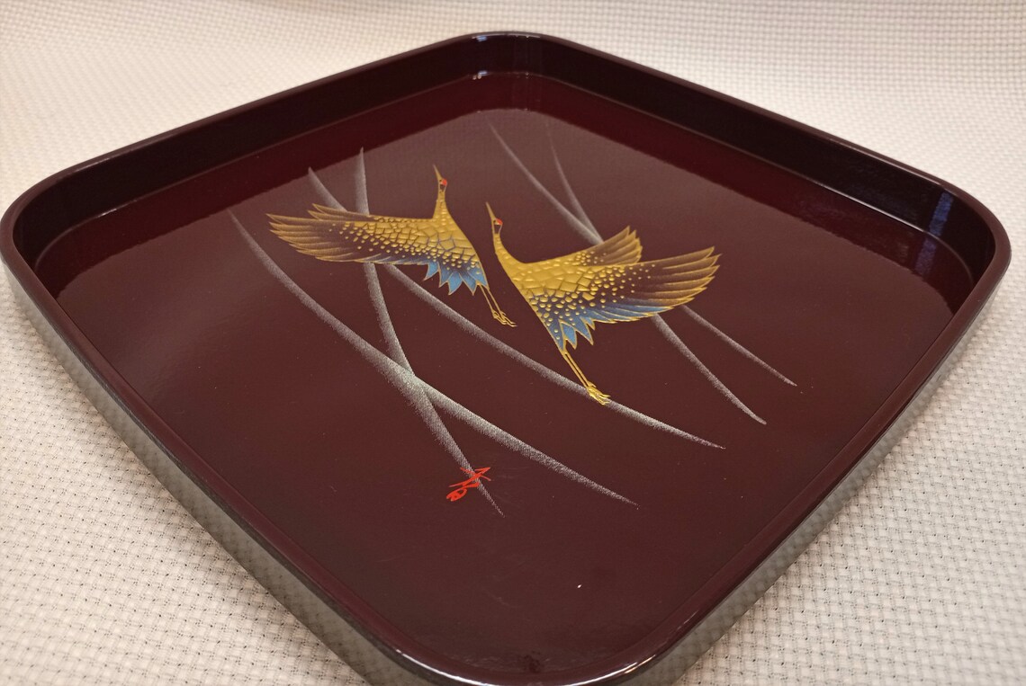 Vintage Japanese Lacquer Ware Tray Pair of Flying Cranes - Etsy