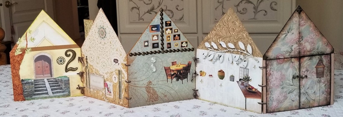 Altered Art Handmade Accordion House Book Collage Art Ten | Etsy