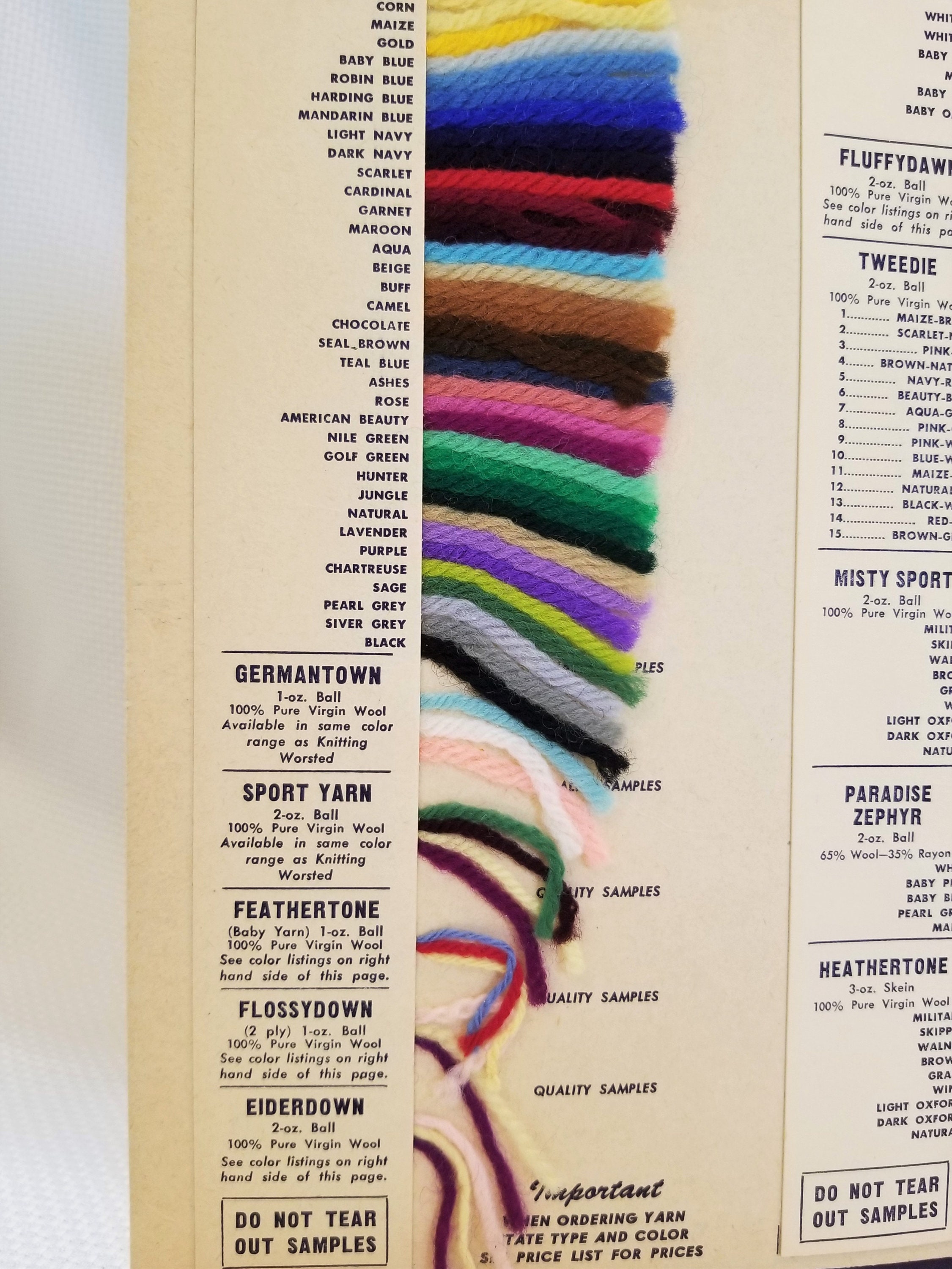 Vintage Peter Pan Yarn Sample Card 1950s Full Sample - Etsy