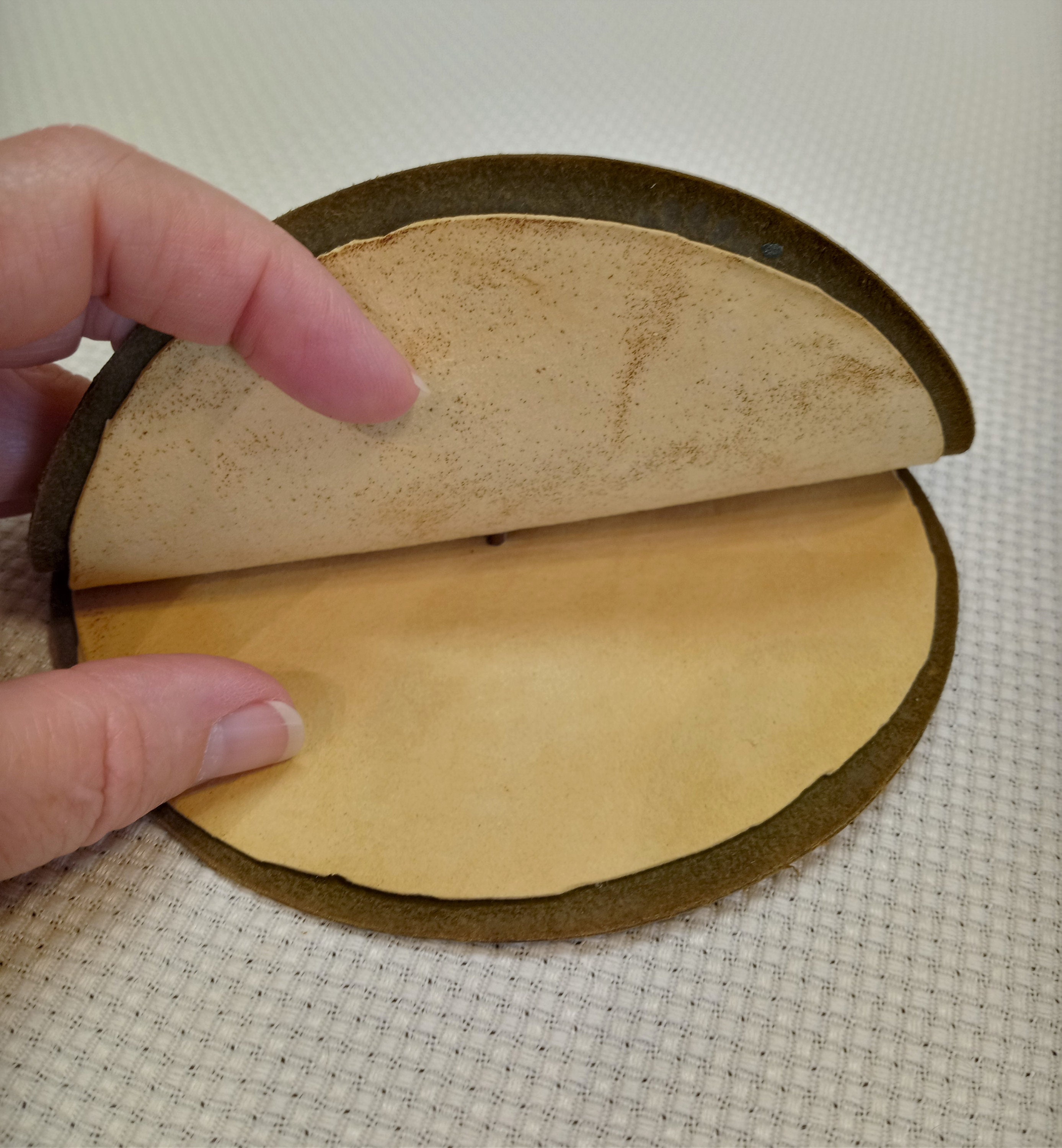 Large Antique Tooled Leather Pen Wipe, Handmade Finished Leather, 2 ...