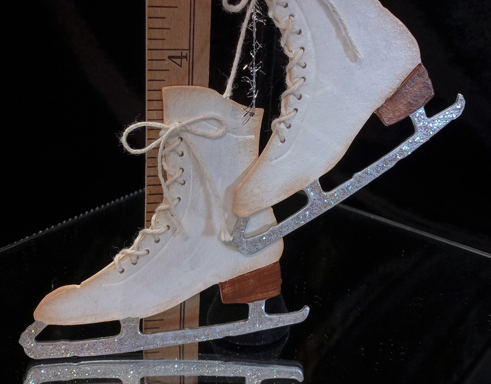 Ice Skates Christmas Ornament, Hand Painted Pair of Ice Skate Die Cuts ...