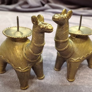 Tribal Brass Camel Candle Holders Pair of Candlesticks - Etsy