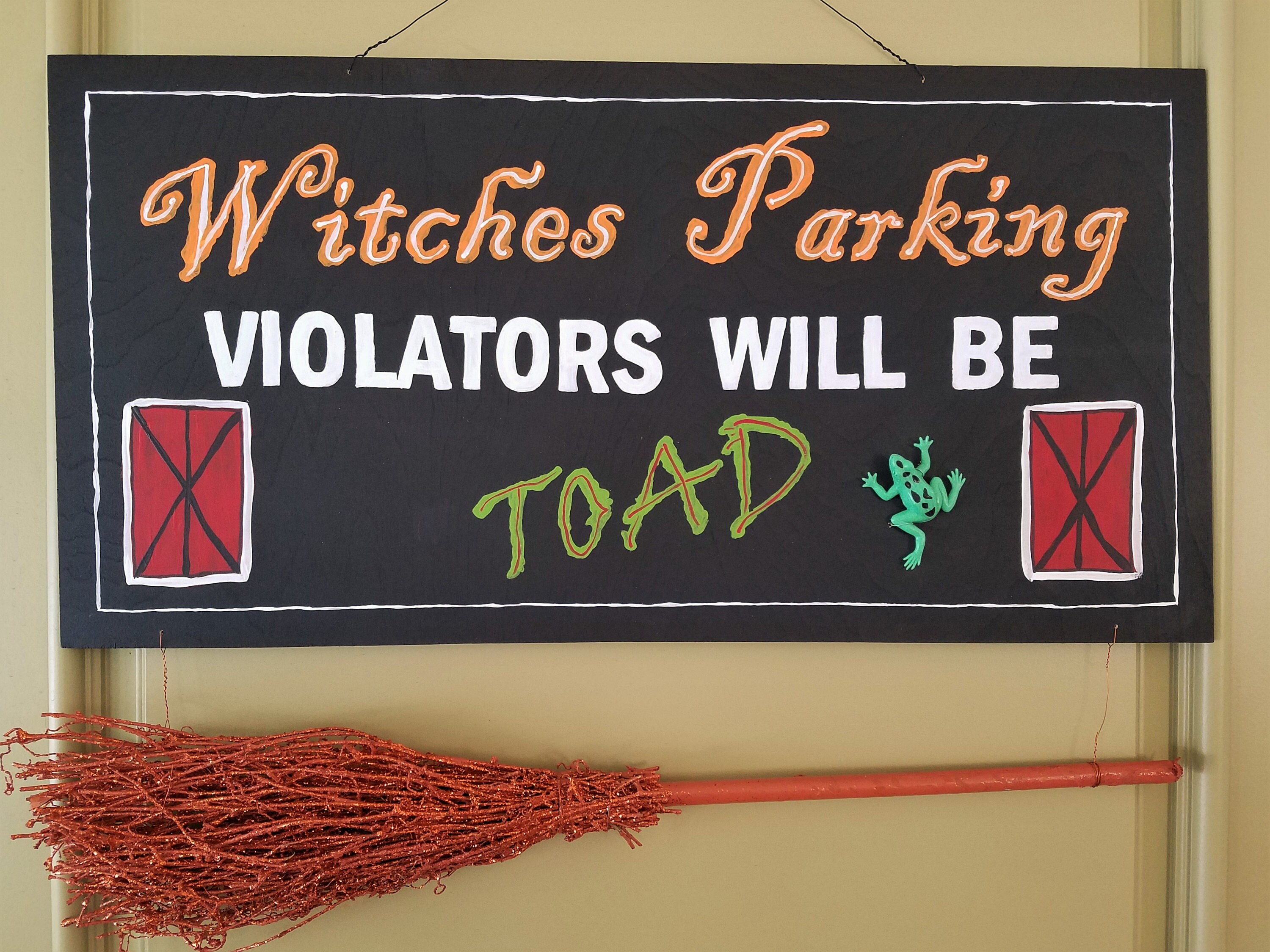 Indoor Outdoor Halloween Decor, Witches Parking Sign, Halloween Door ...