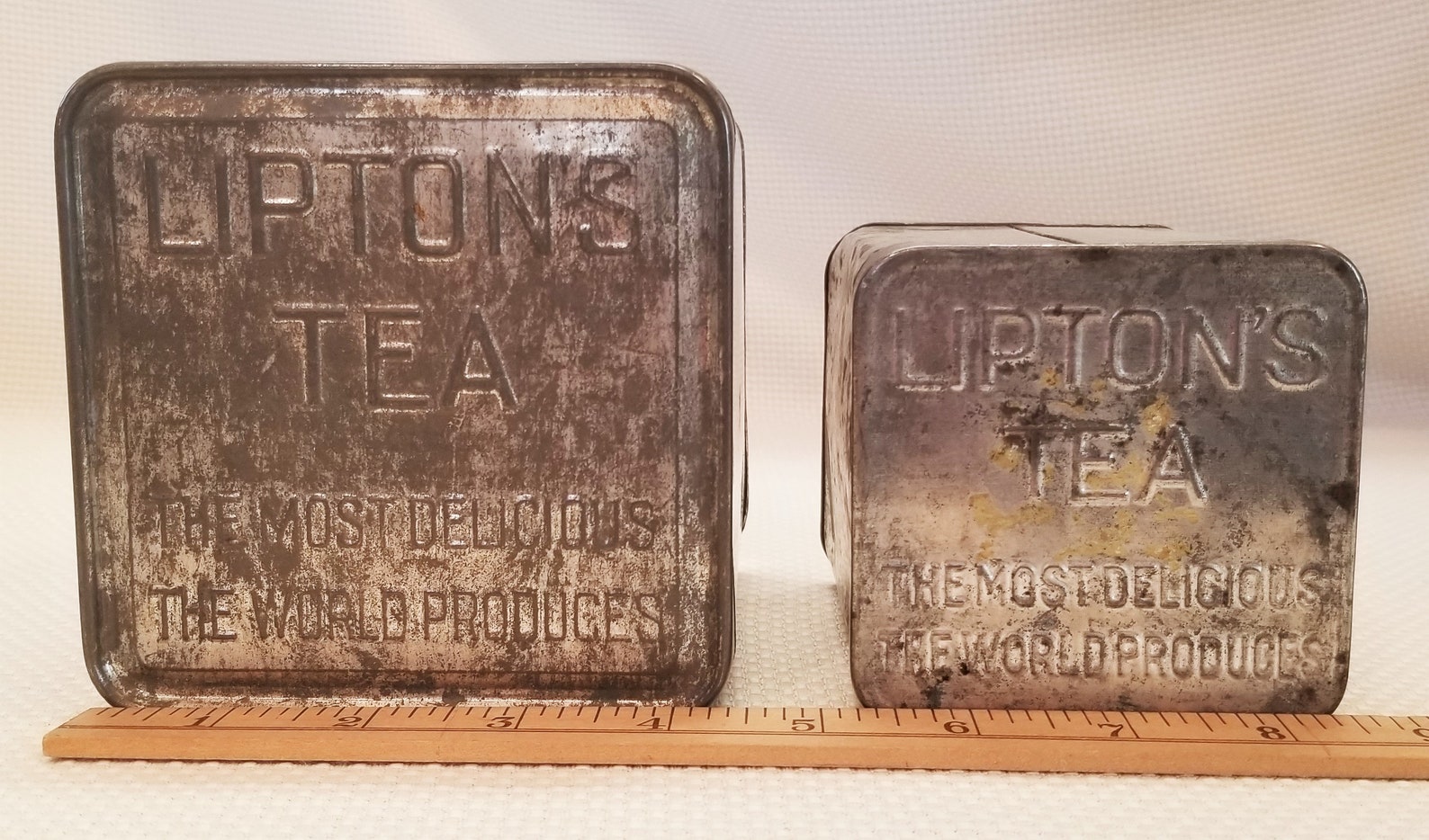 Vintage Lipton Planter Ceylon Tea Tins, Graduated Pair, One Larger, One ...