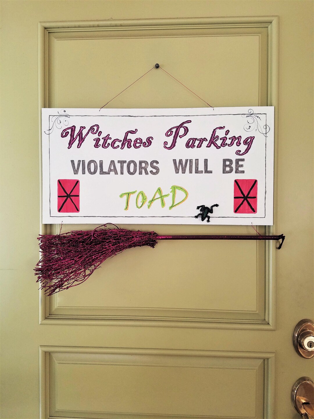 Witches Parking Sign, Indoor Outdoor Halloween Decor, Halloween Door ...