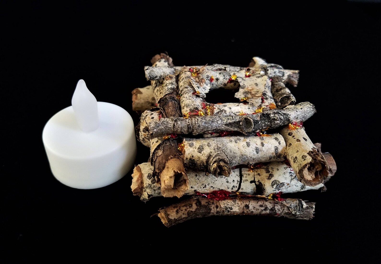 Miniature Faux Log Fire for Xmas Holiday Display, Doll Play Campfire ...