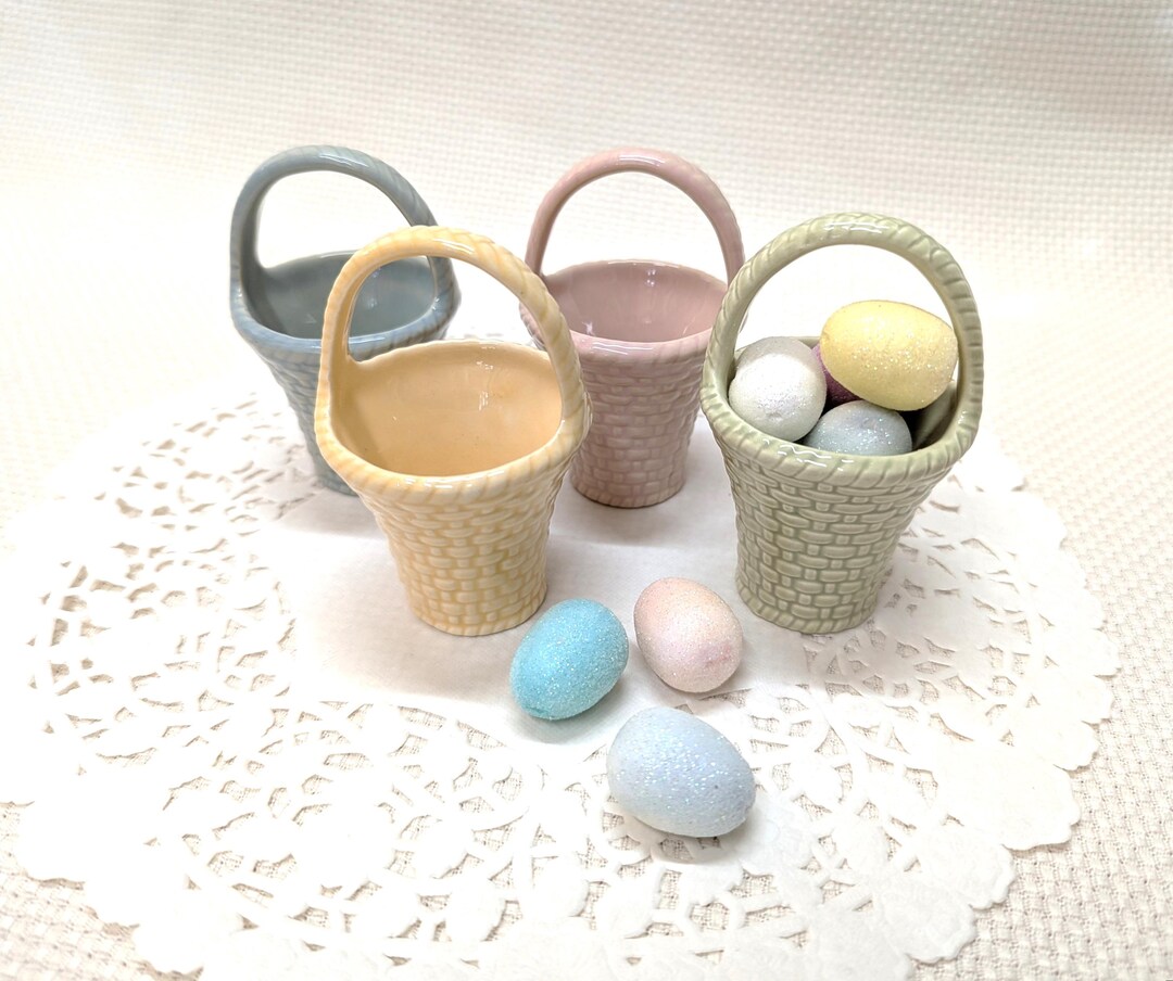 Full Set of Four Hallmarks Pastel Ceramic Miniature Easter Baskets ...