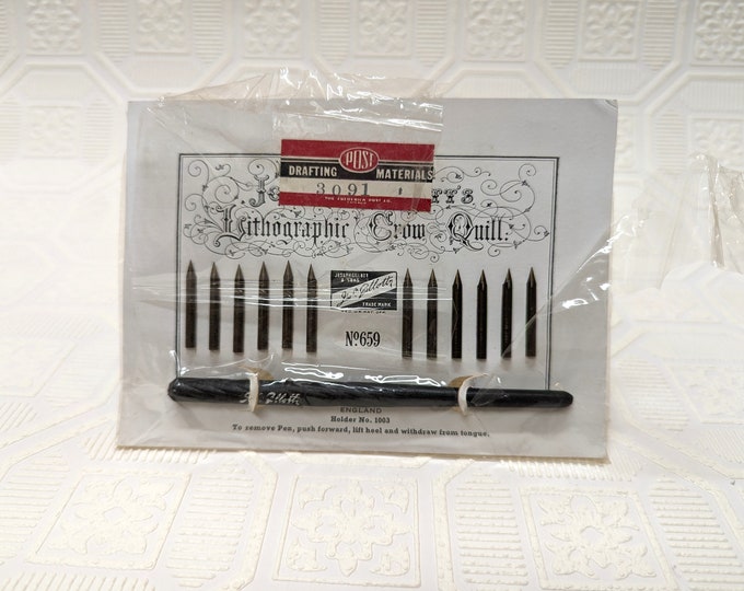 Joseph Gillott's Lithographic Crow Quill, Full Card, 12 Nibs, One ...