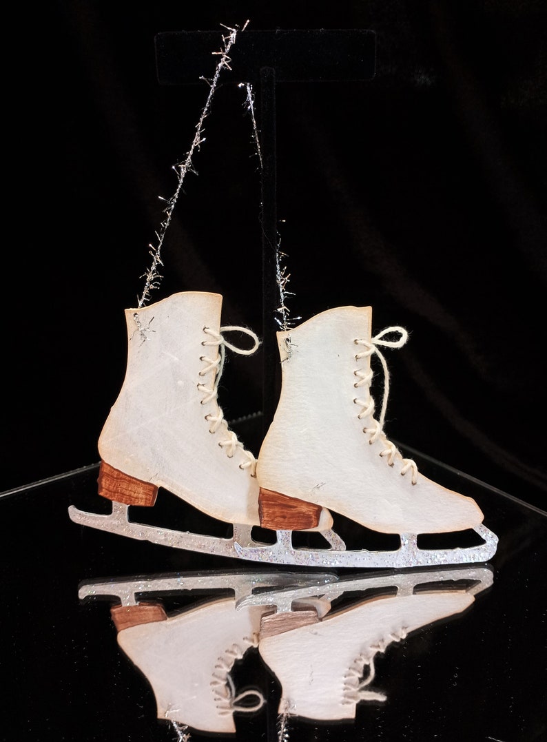Ice Skates Christmas Ornament, Hand Painted Pair of Ice Skate Die Cuts ...