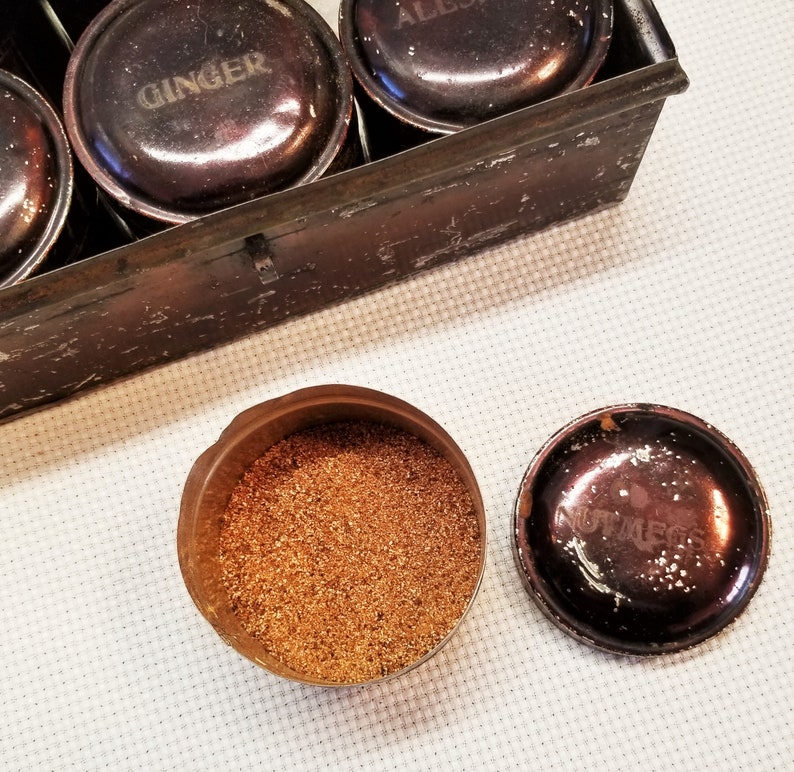 Victorian Travel Tin Spice Box Set With Six Spice Tins Inside, Japanned ...