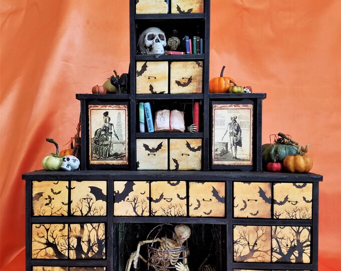 Creepy Halloween Apothecary Cabinet, Halloween Decor, Cabinet of ...