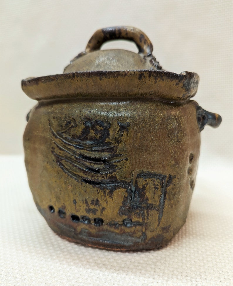 Large Brutalist Pottery Box W/ Lid, Lidded Art Brut Container, 6" X 7 ...