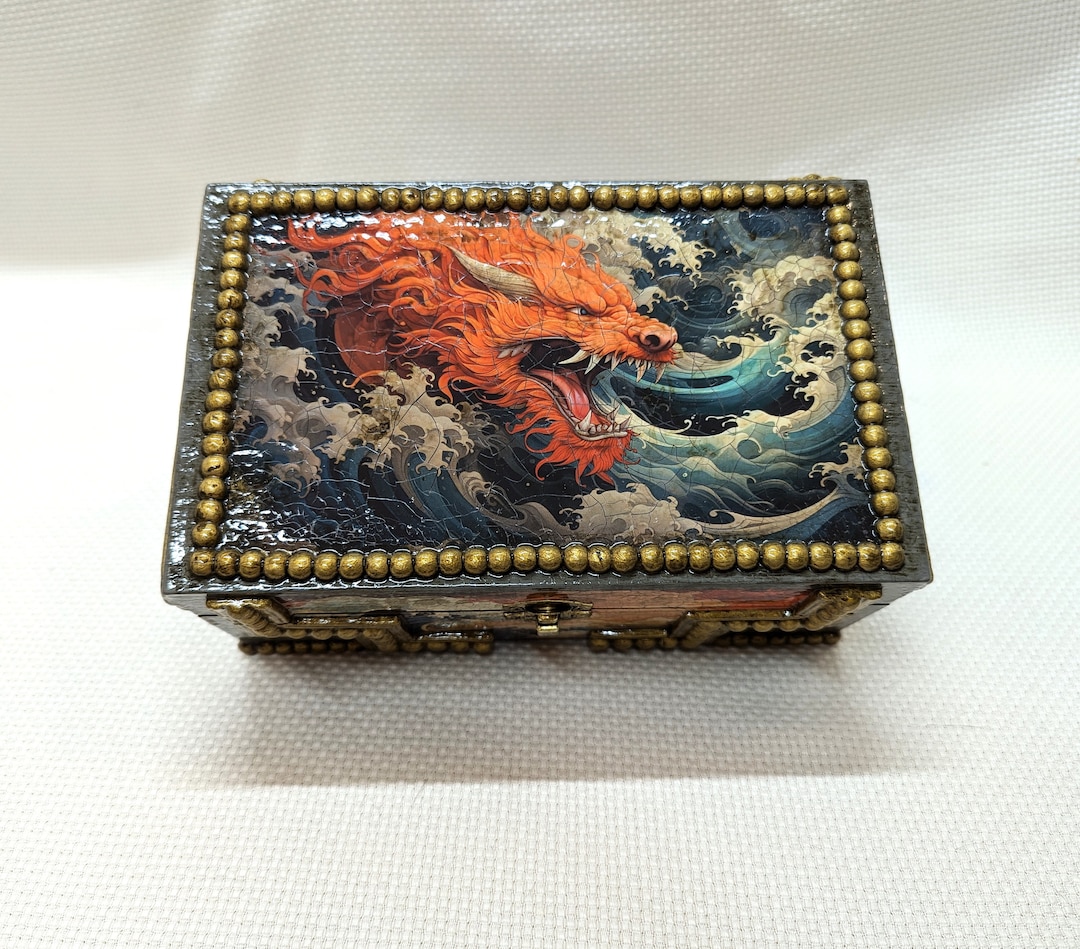 Treasure Chest, Jewelry Box, Stash Box, Dragon Theme, Japanese the ...