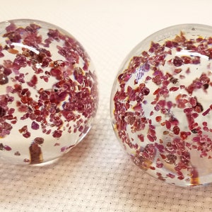 Pair of Ruckl Crystal Paperweights Inlaid With Czech Garnets, Bohemian ...