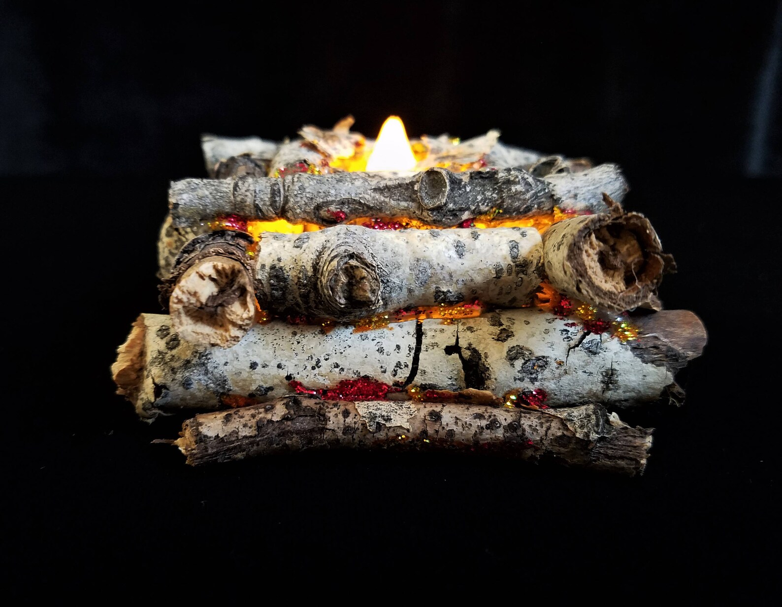 Miniature Faux Log Fire for Xmas Holiday Display, Doll Play Campfire ...