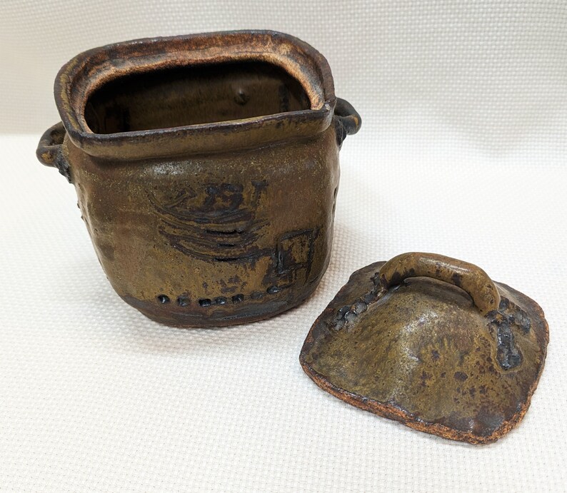Large Brutalist Pottery Box W/ Lid, Lidded Art Brut Container, 6" X 7 ...