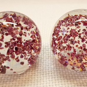 Pair of Ruckl Crystal Paperweights Inlaid With Czech Garnets, Bohemian ...