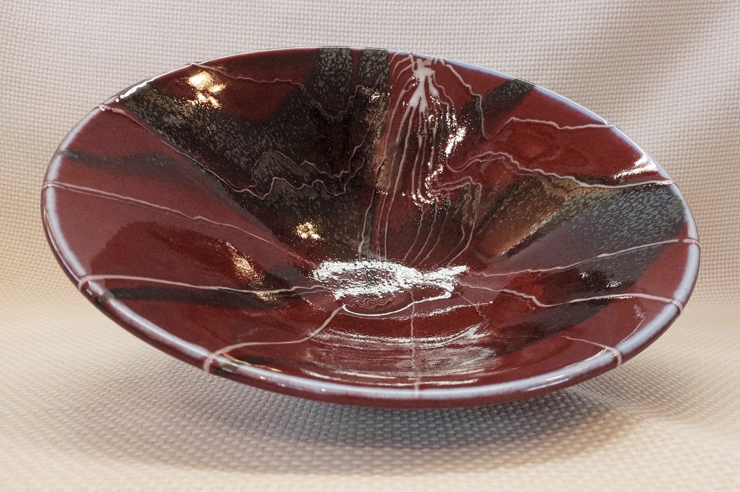 Hand Thrown Pottery, Maroon, Unique Artistic Deep Glaze, Artist Signed ...