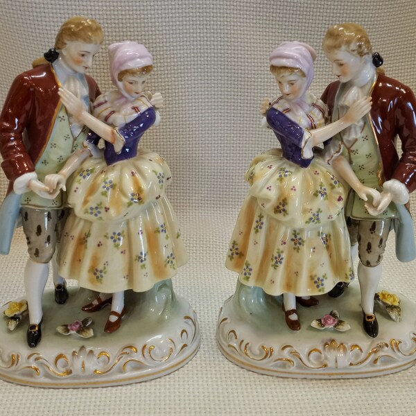 Porcelain Courting Couple Figurines - Etsy