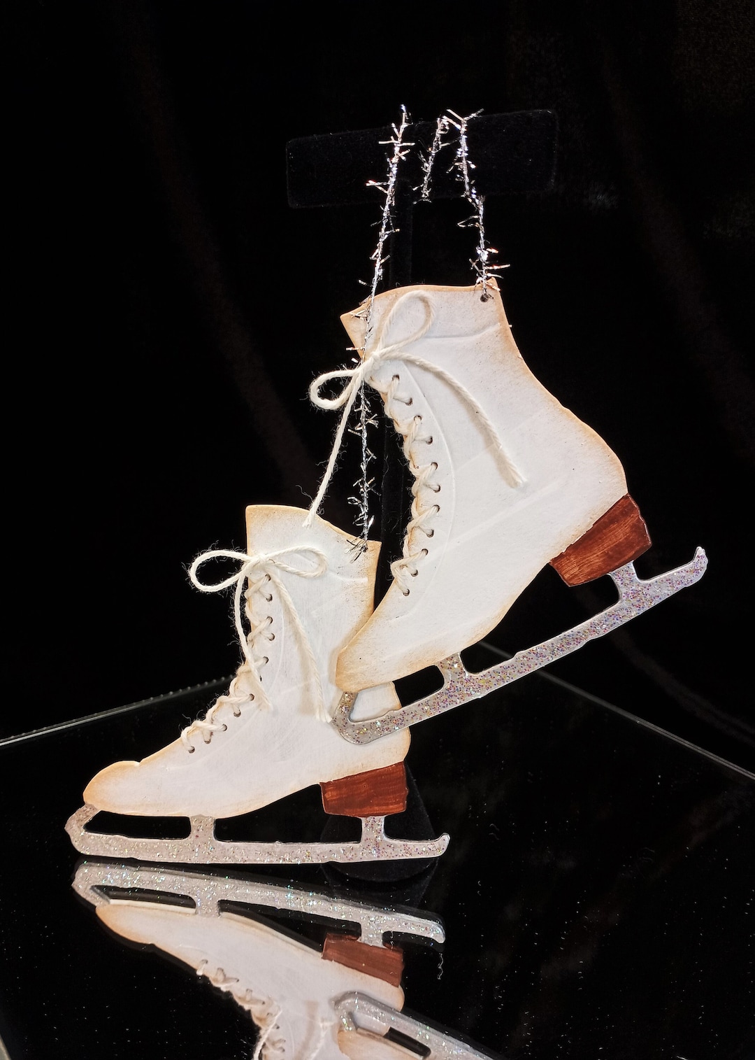 Ice Skates Christmas Ornament, Hand Painted Pair of Ice Skate Die Cuts ...