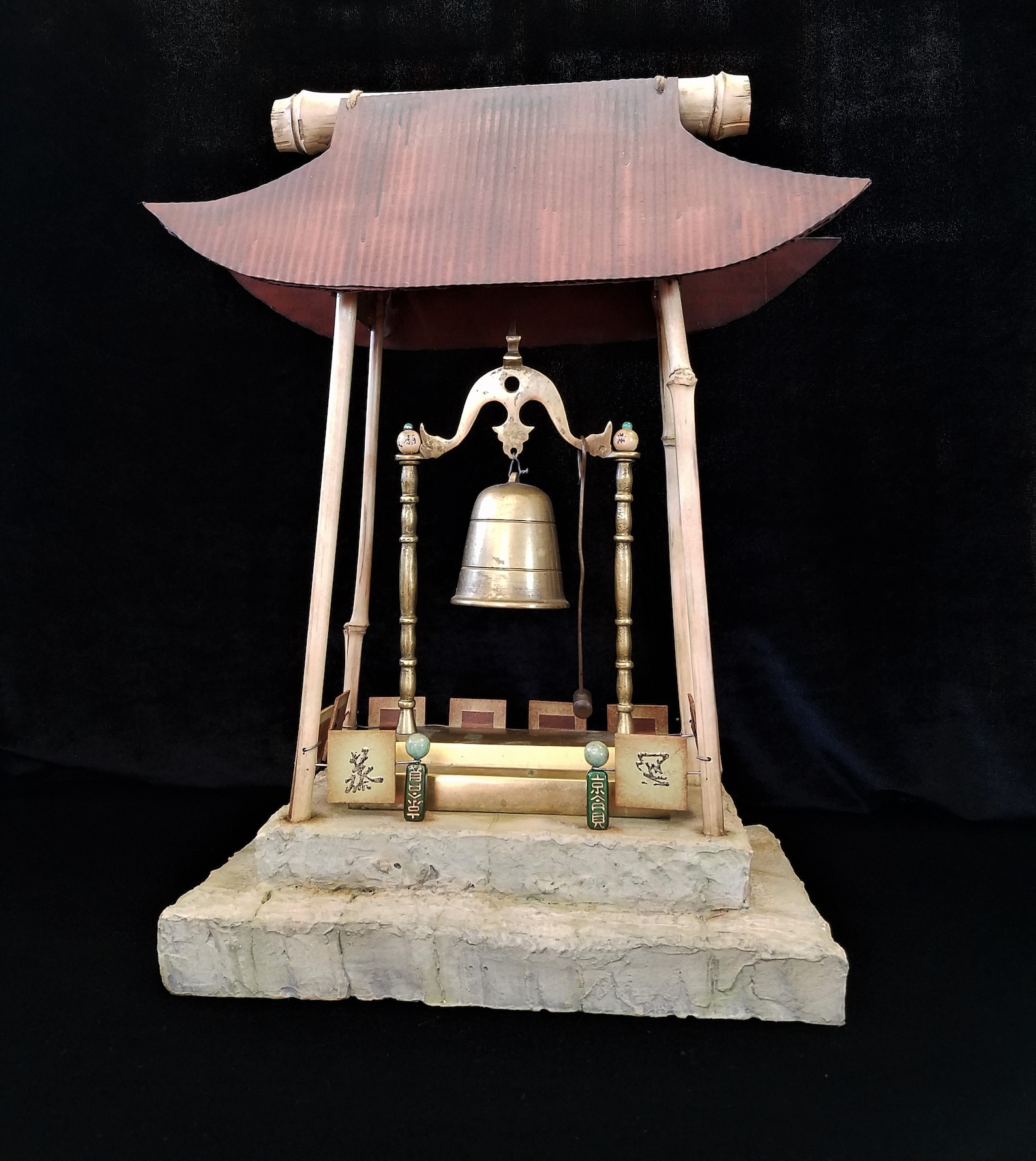 Oriental Bell Temple Shrine Pagoda Bell Shrine Mixed Media | Etsy
