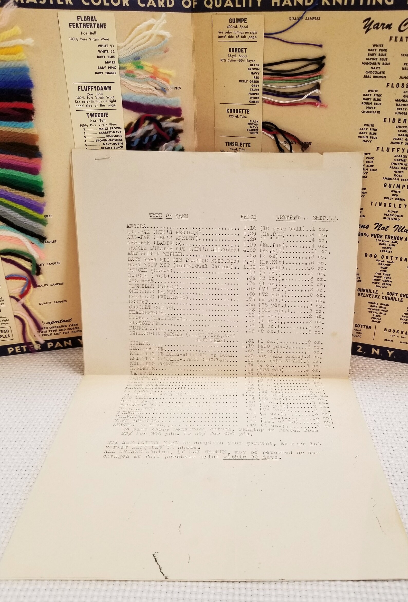 Vintage Peter Pan Yarn Sample Card 1950s Full Sample - Etsy