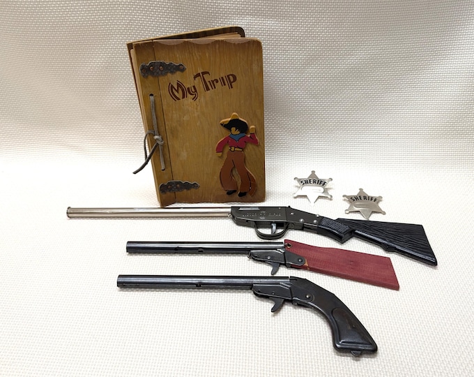 2 Daisy Cork Pop Guns, Victor Toy Rifle, Very Rare Broncho Pistol ...