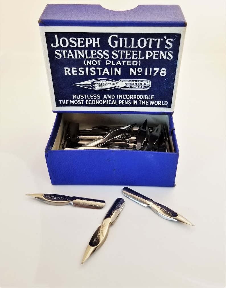 Gillott's 1178 Nib, Set of 3, Resistain #1178, Rustless and ...