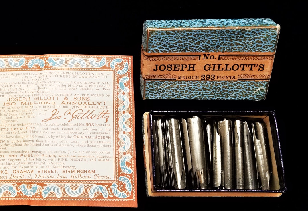 3 Joseph Gillott's 293 Medium Point Public Nibs, Gillott, Antique School Nib, Bronze Dip Pen ...