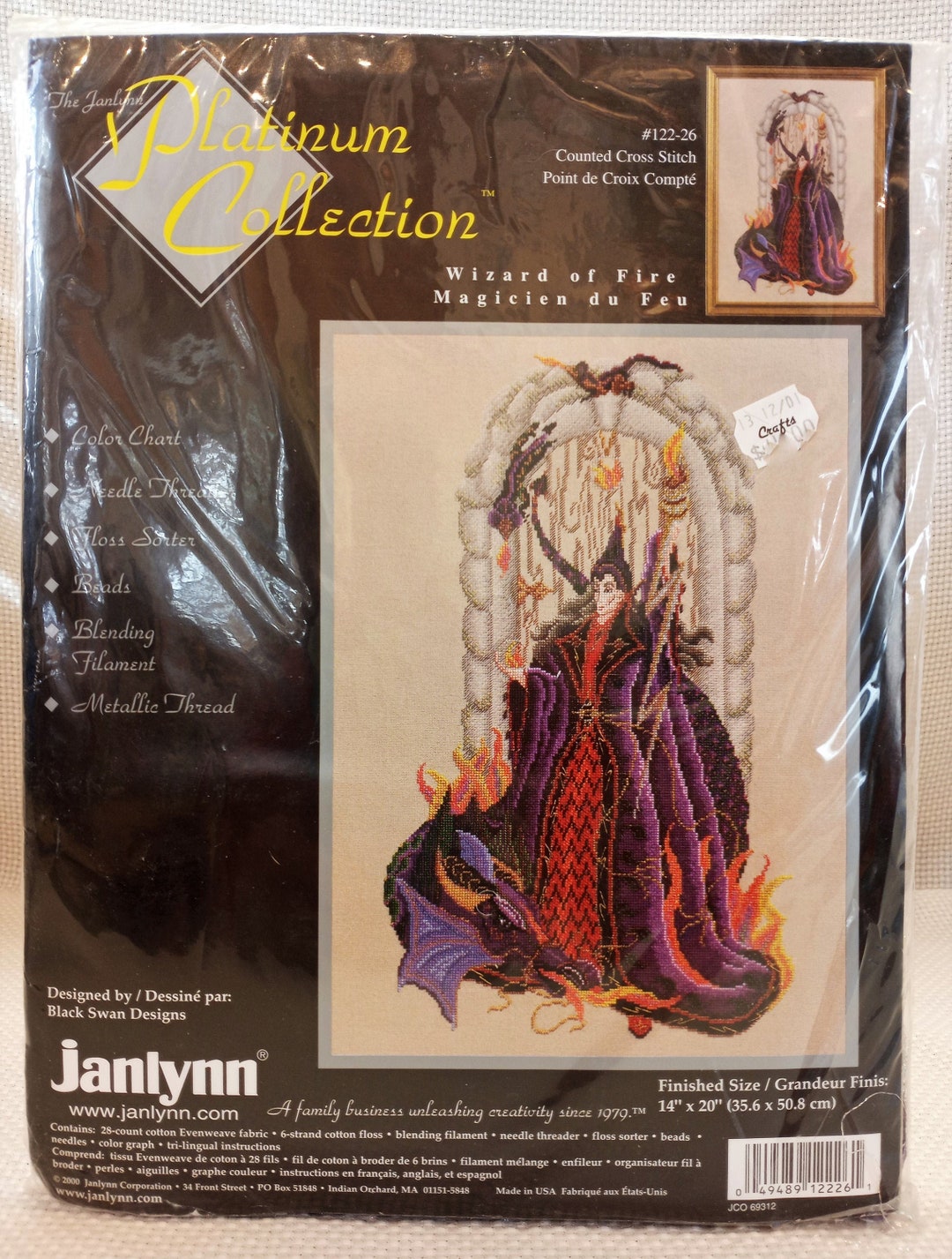 Wizard of Fire, Counted Cross Stitch Kit #122-26, Janlynn Platinum ...