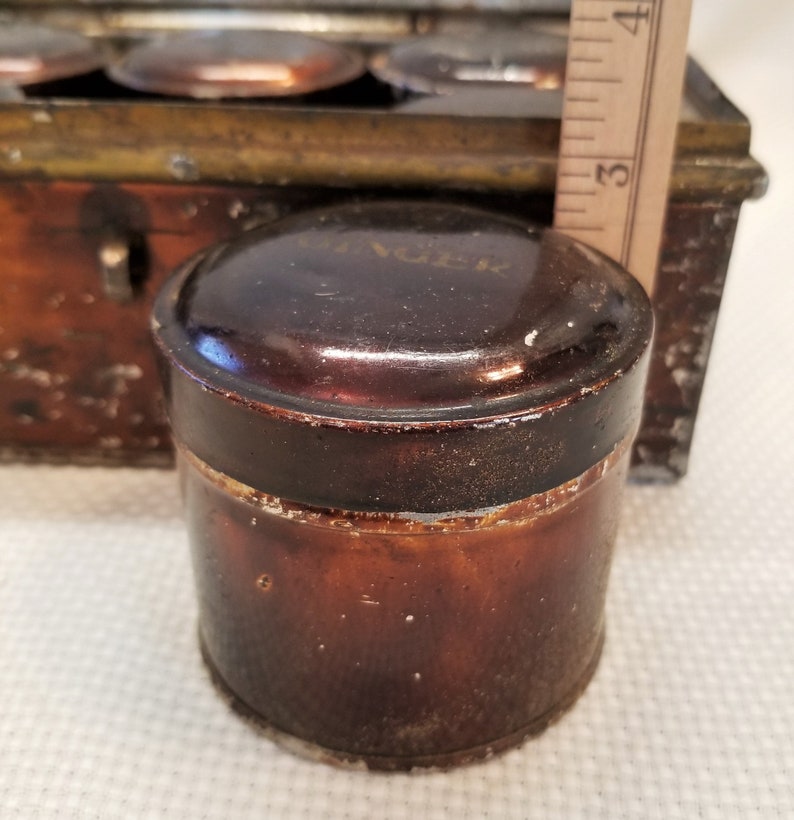 Victorian Travel Tin Spice Box Set With Six Spice Tins Inside, Japanned ...