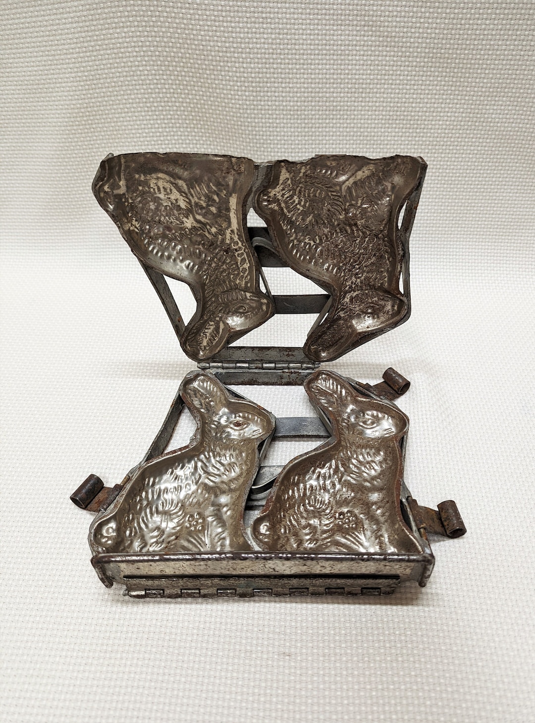 Antique Chocolate Rabbit Mold, Hinged Double Form, Makes Two 6" Tall ...