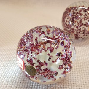 Pair of Ruckl Crystal Paperweights Inlaid With Czech Garnets, Bohemian ...