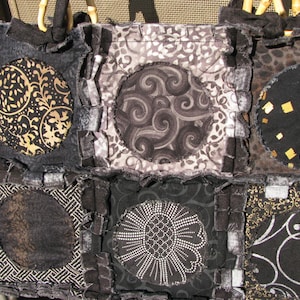 Black Charm Square Rag Quilt Purse With Bamboo Handles - Etsy Australia