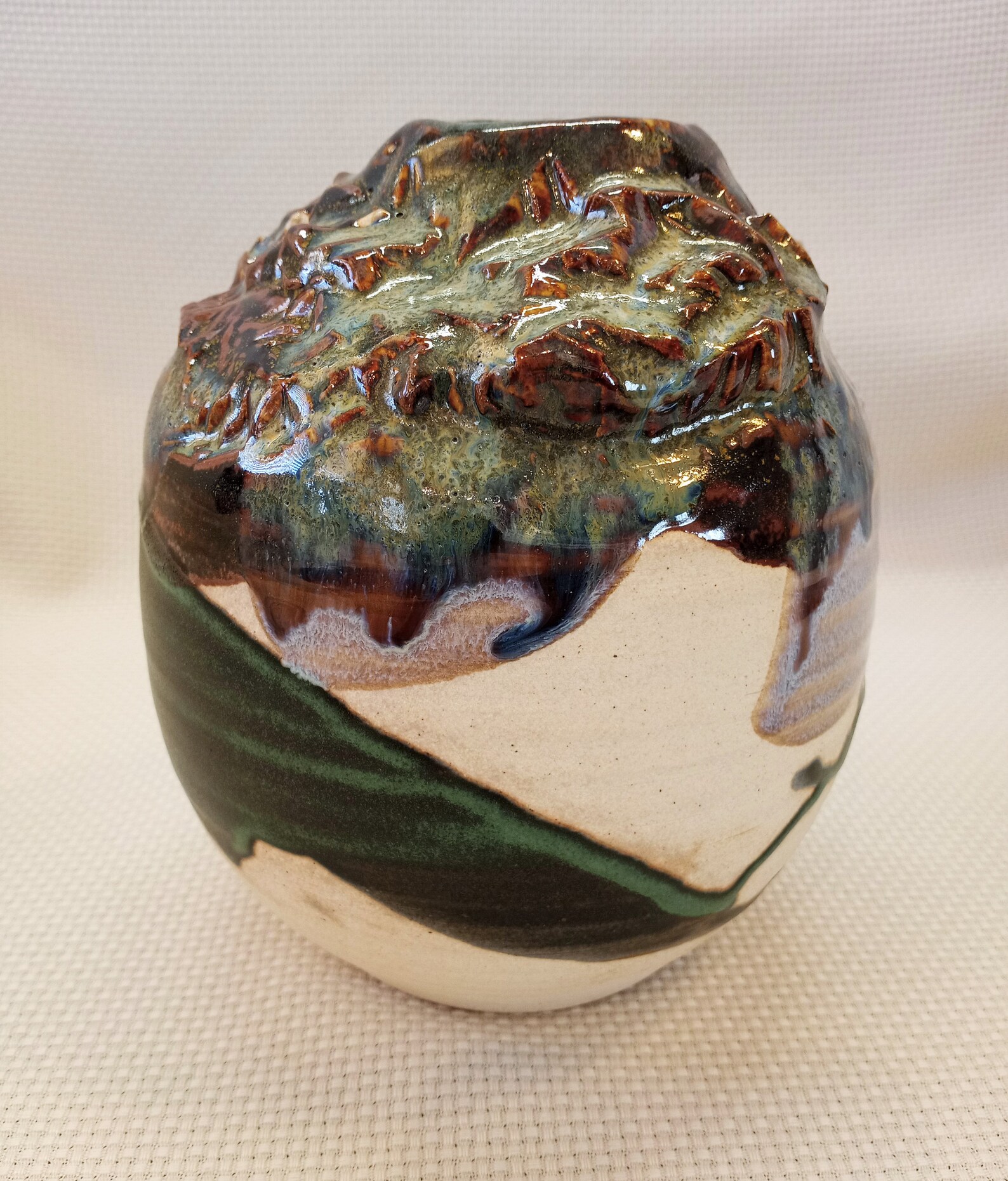 Asymmetrical Hand Thrown Artisan Pottery Vase, Rugged Texture, Earth ...