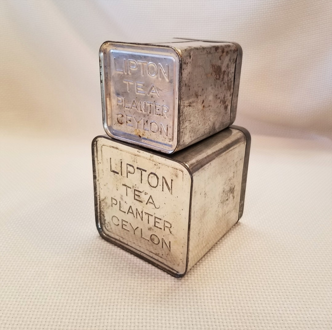Vintage Lipton Planter Ceylon Tea Tins, Graduated Pair, One Larger, One ...