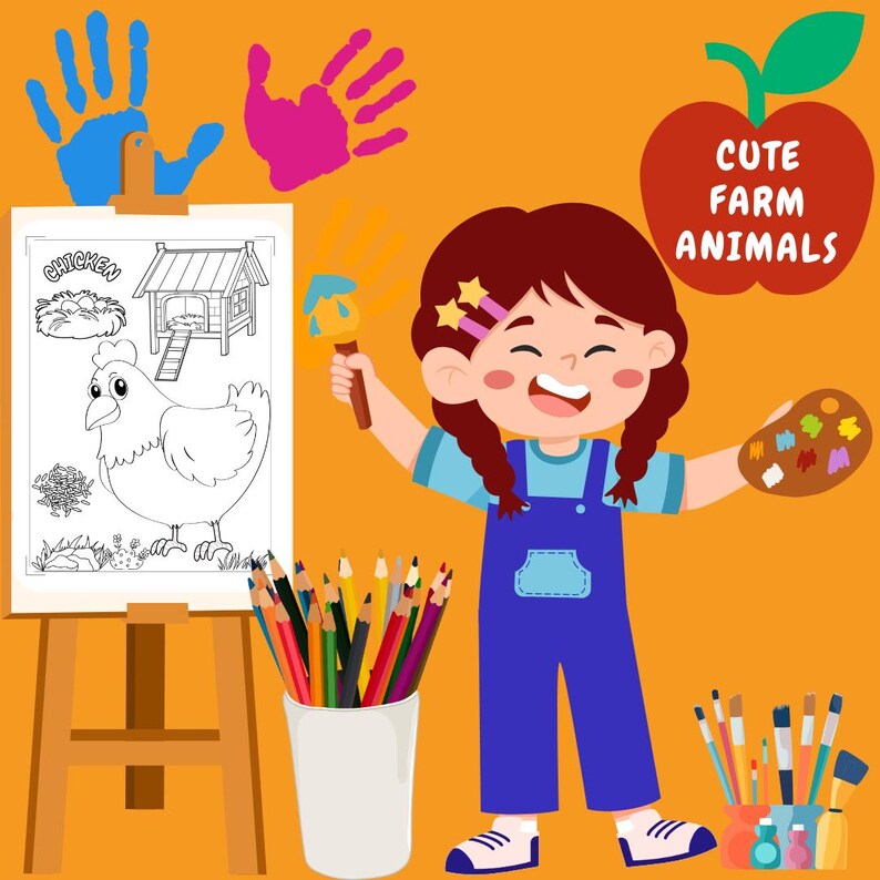 Farm Animal Coloring Book, Kids Coloring Pages, Printable Farm Coloring ...