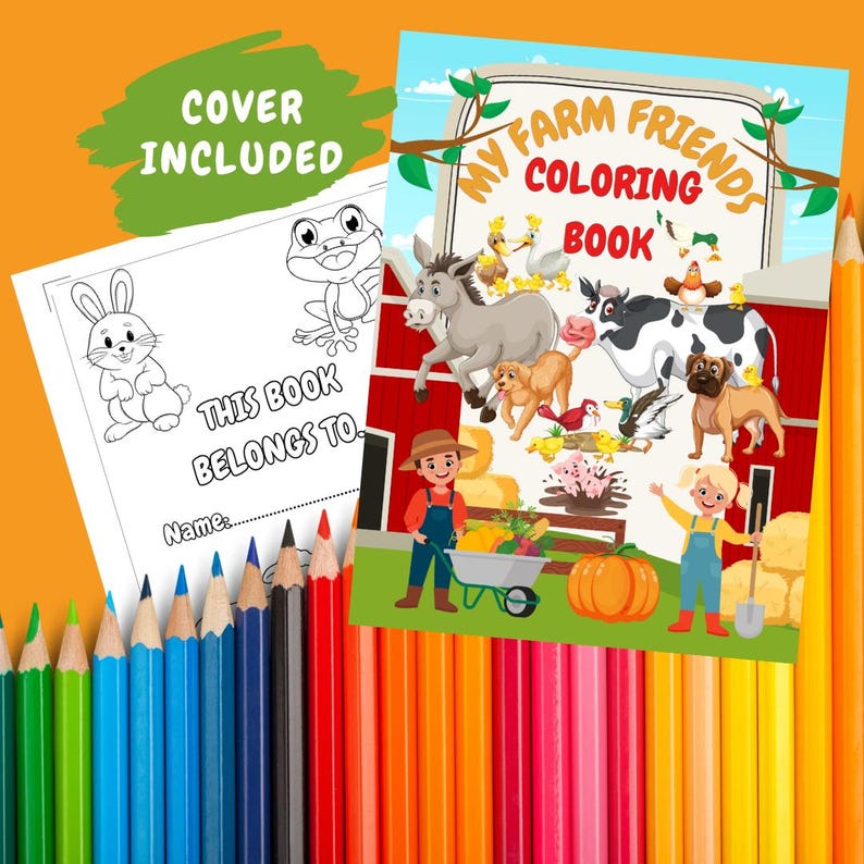 Farm Animal Coloring Book, Kids Coloring Pages, Printable Farm Coloring ...