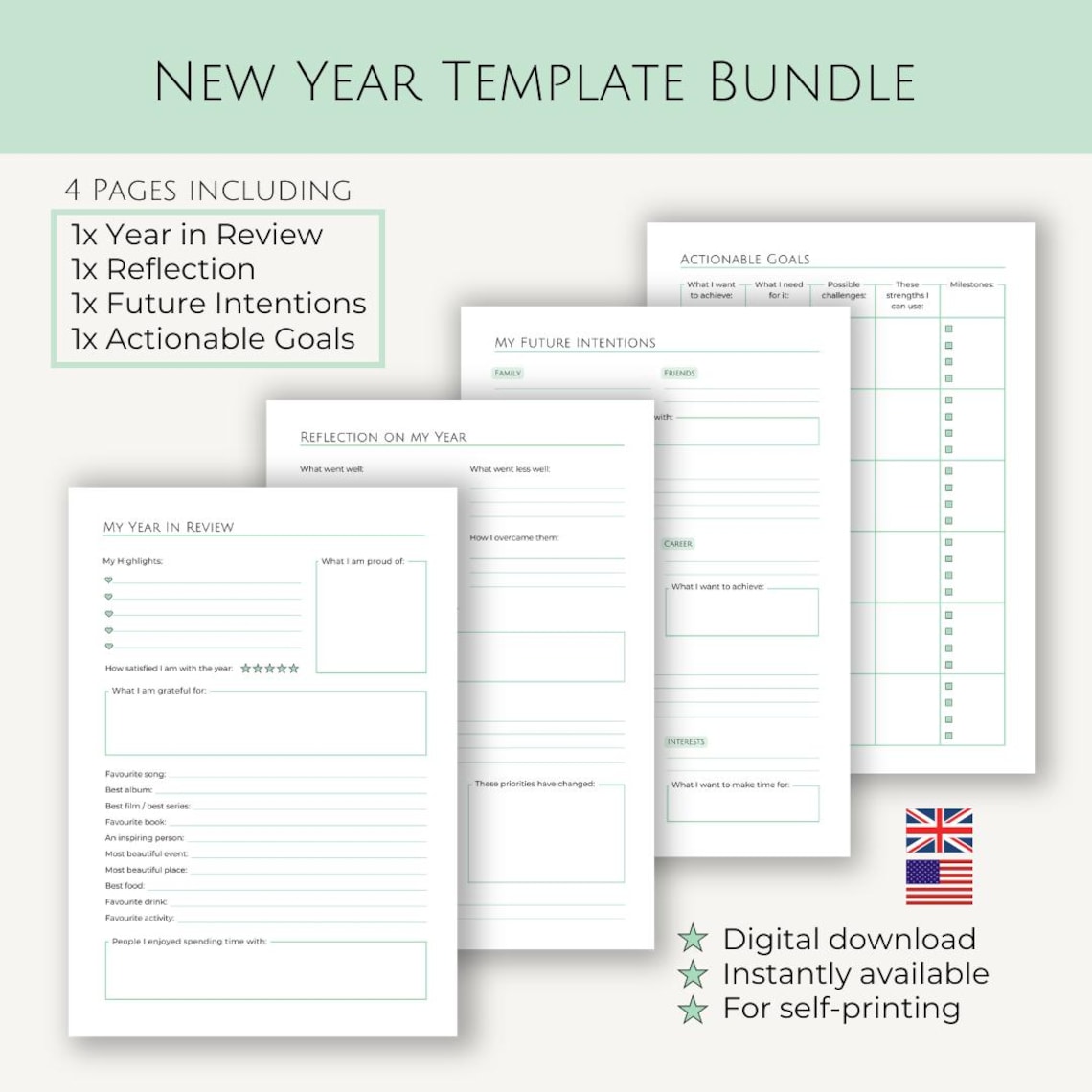 New Years Resolutions 2025 – Yearly Reflection and Goal-setting PDF ...