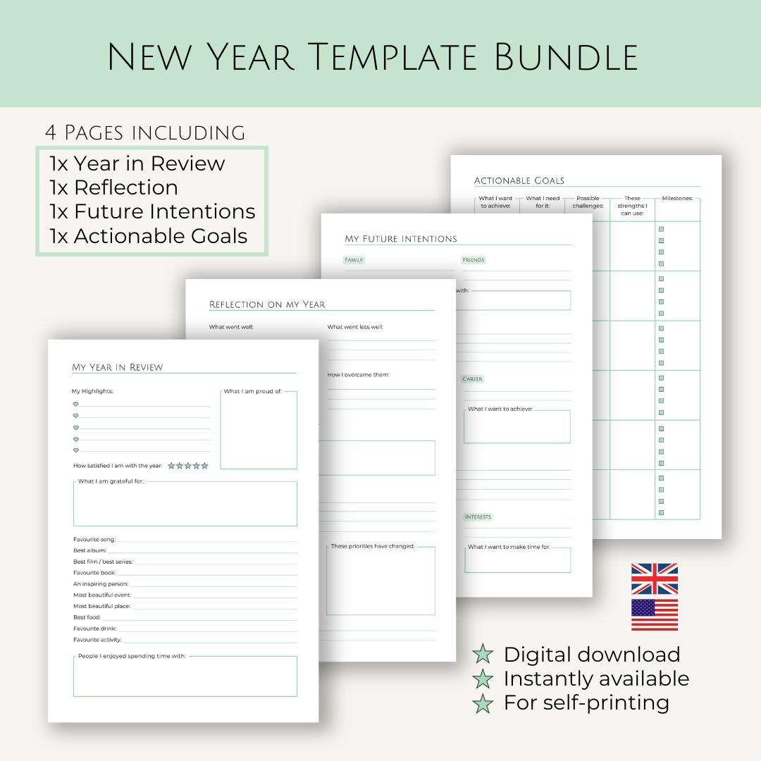 New Years Resolutions 2025 – Yearly Reflection and Goal-setting PDF ...