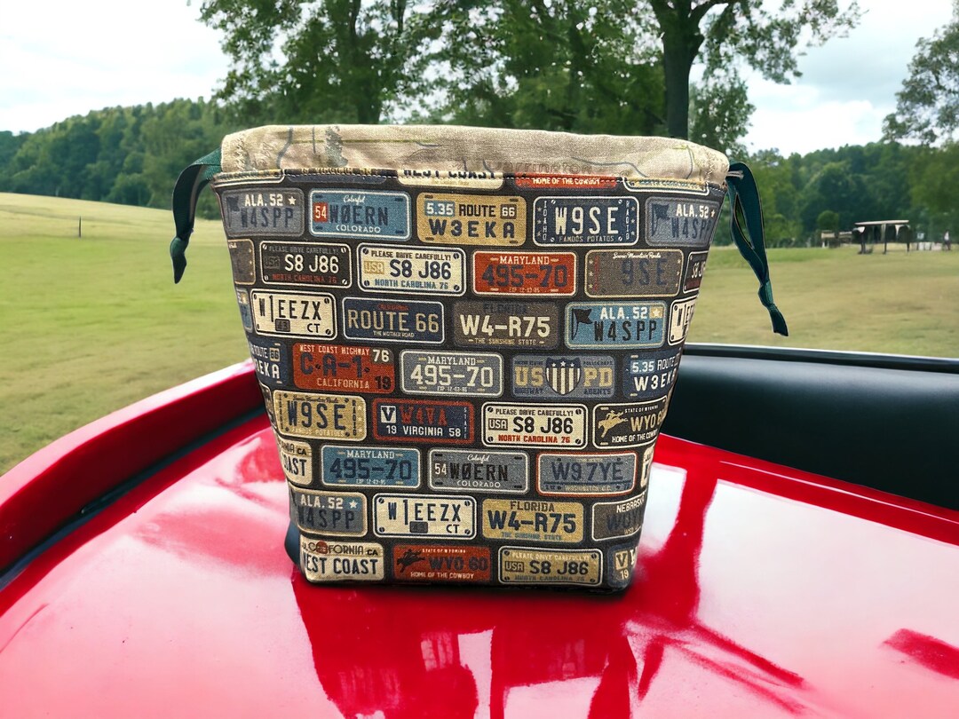 License Plate With Map Lining Knitting Bag, Project Bag, Crochet, Knit ...