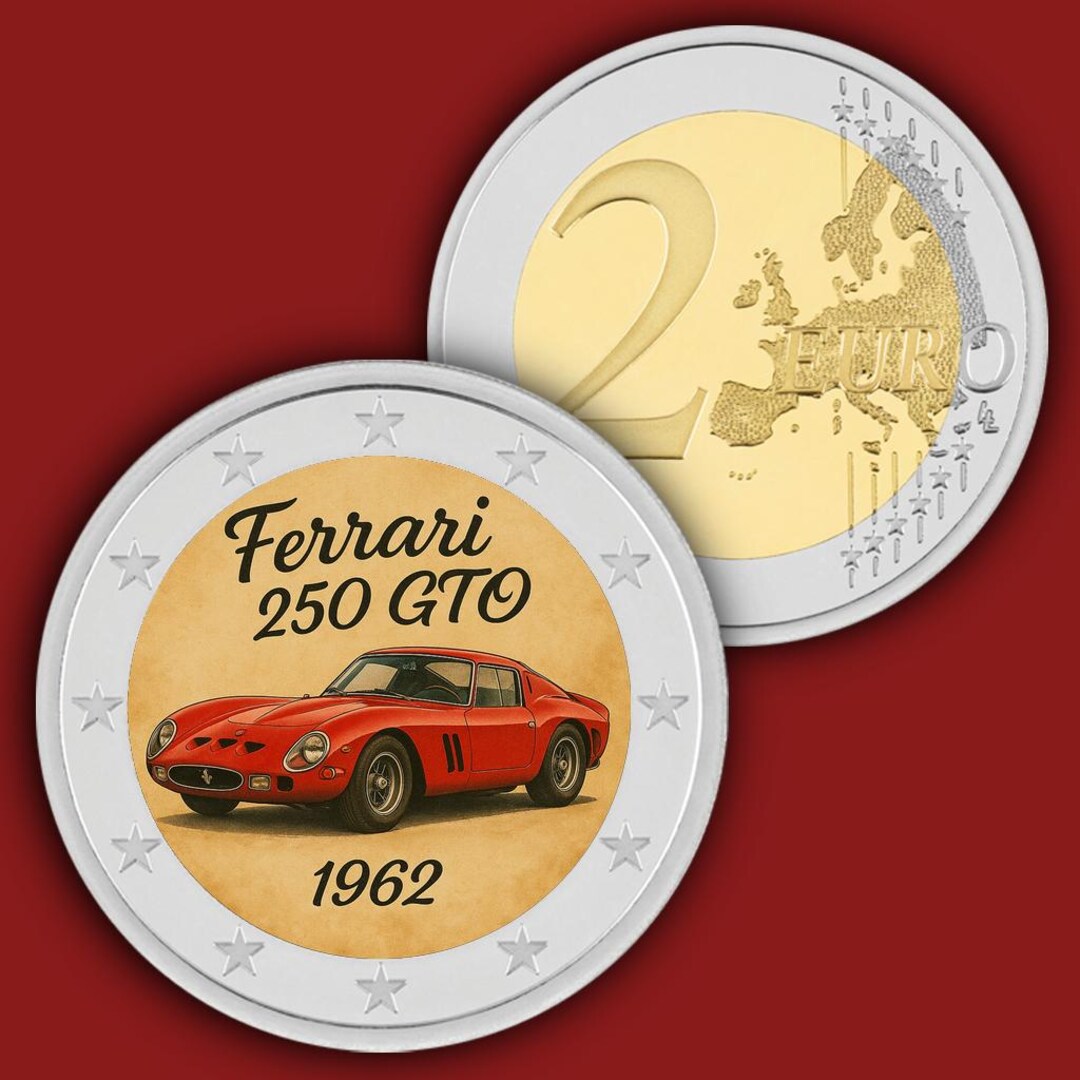 Custom 2 Euro Souvenir Coin – Ferrari 250 GTO Classic Sports Car ...