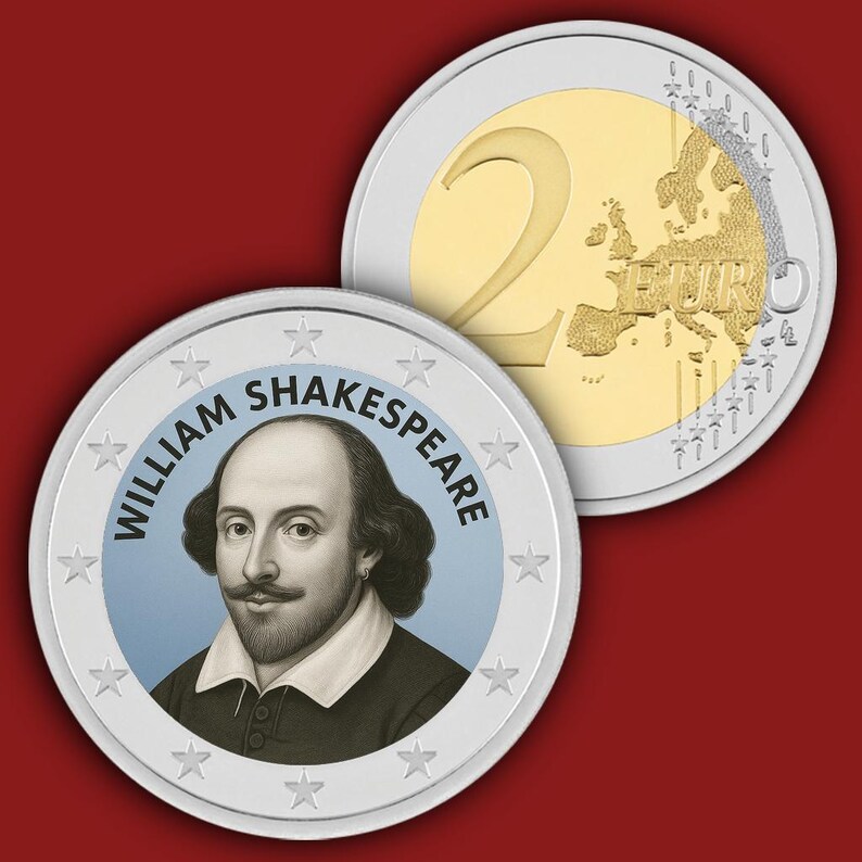 WILLIAM SHAKESPEARE 2 Euro Coloured Unc Color Coin - Etsy
