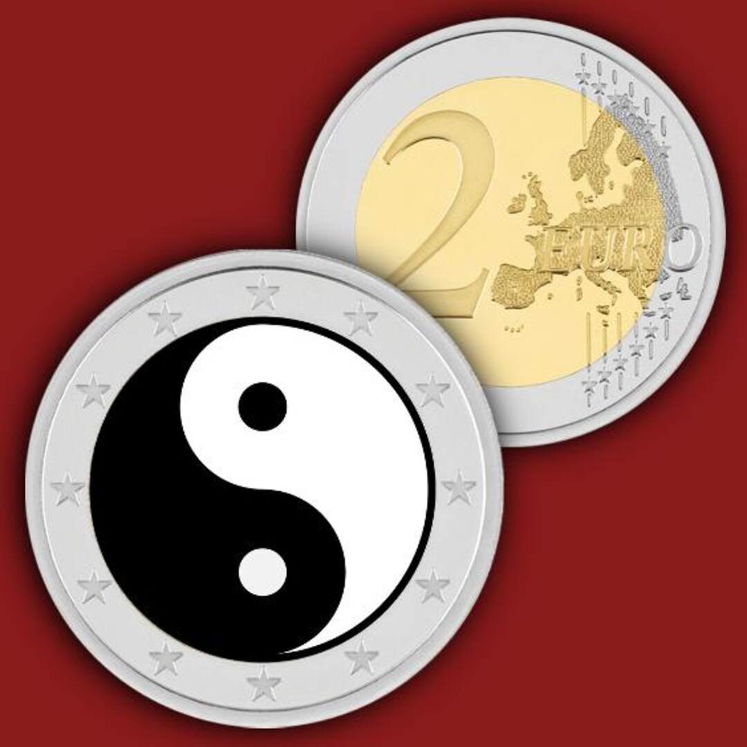 YIN YANG 2 Euro Coloured Unc Color Coin - Etsy