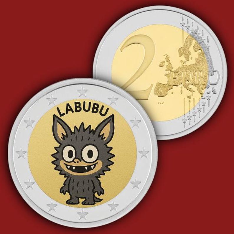 LABUBU 2 Euro Coloured Unc Color Coin - Etsy