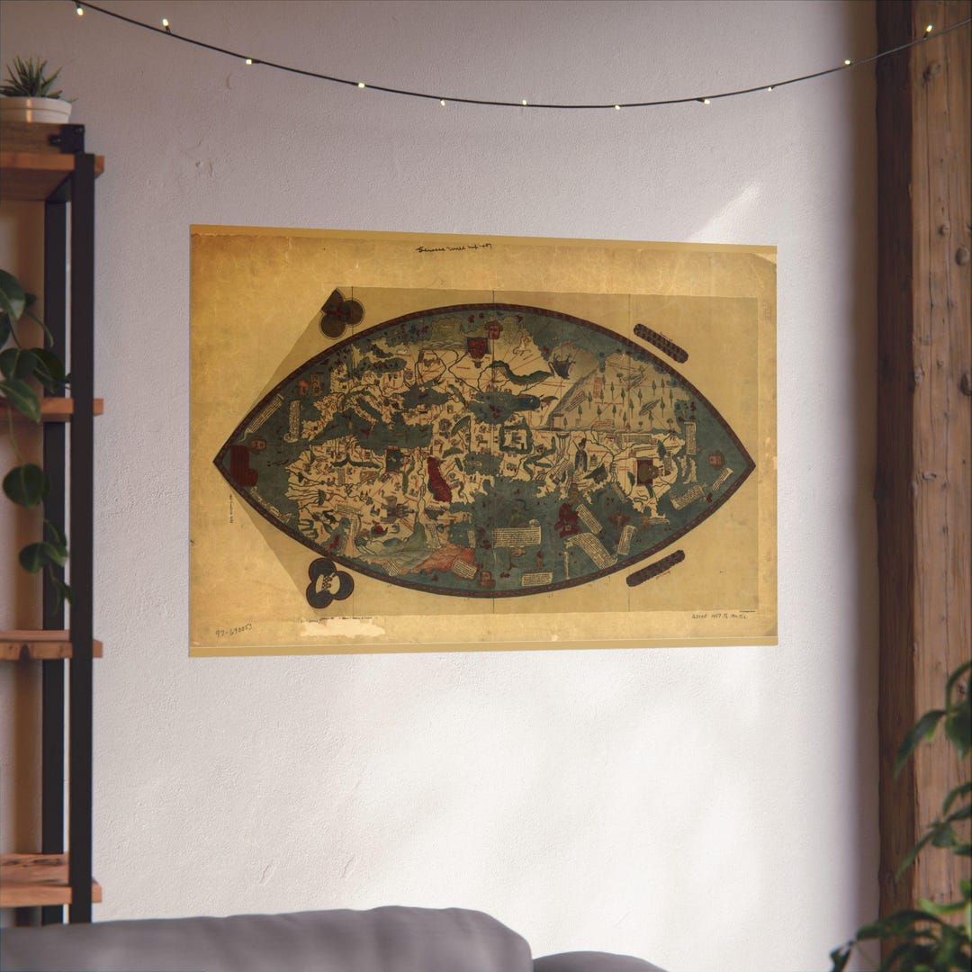 Genoese Map 1457 Matte Poster, Vintage Italy Cartography Wall Art Decor ...
